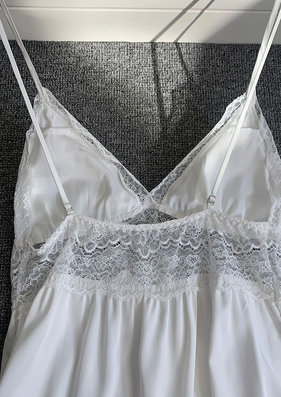 White Silk Chemise Soft Silk Slip Nightgown | Uwila Warrior