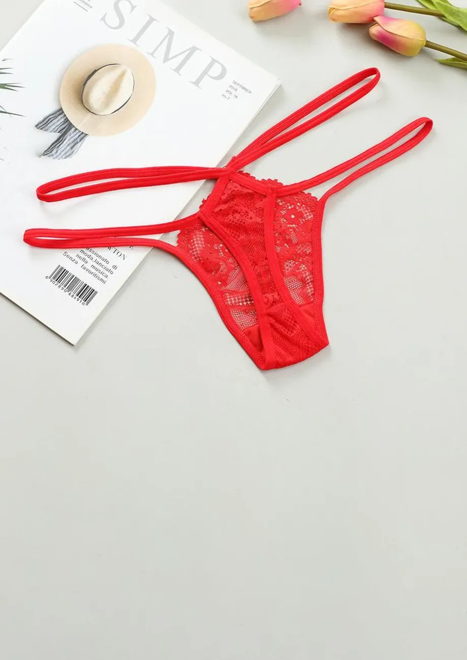 Buy LOW RISE T BACK LACY RED THONG for Women Online in India