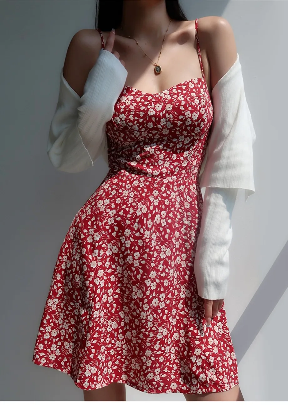 Buy Red Floral Pattern Skater Dress for Women Online in India