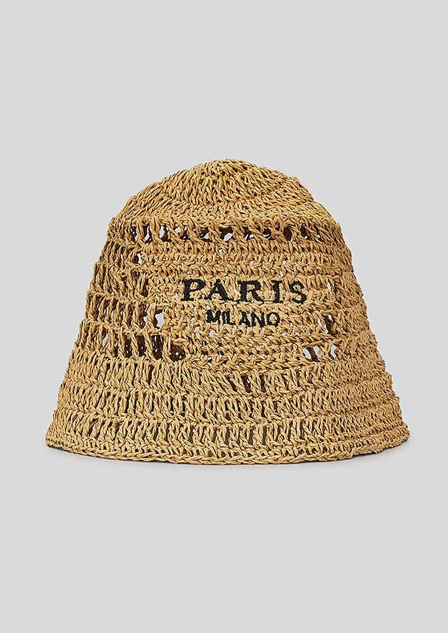 Buy KHAKI STRAW-KNIT BUCKET HAT for Women Online in India