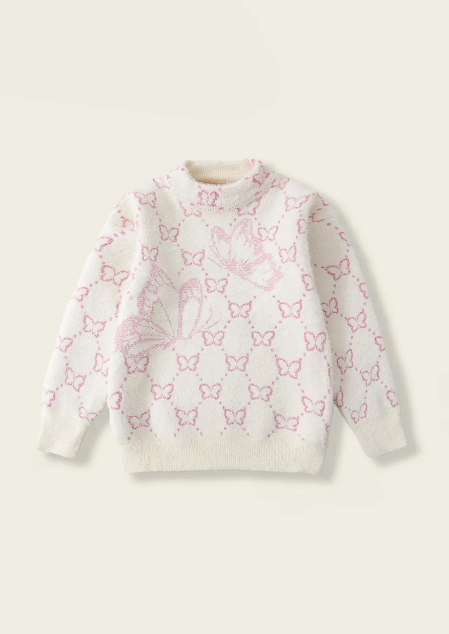 Buy Girls Off-white Butterfly Print Jumper for Women Online in India