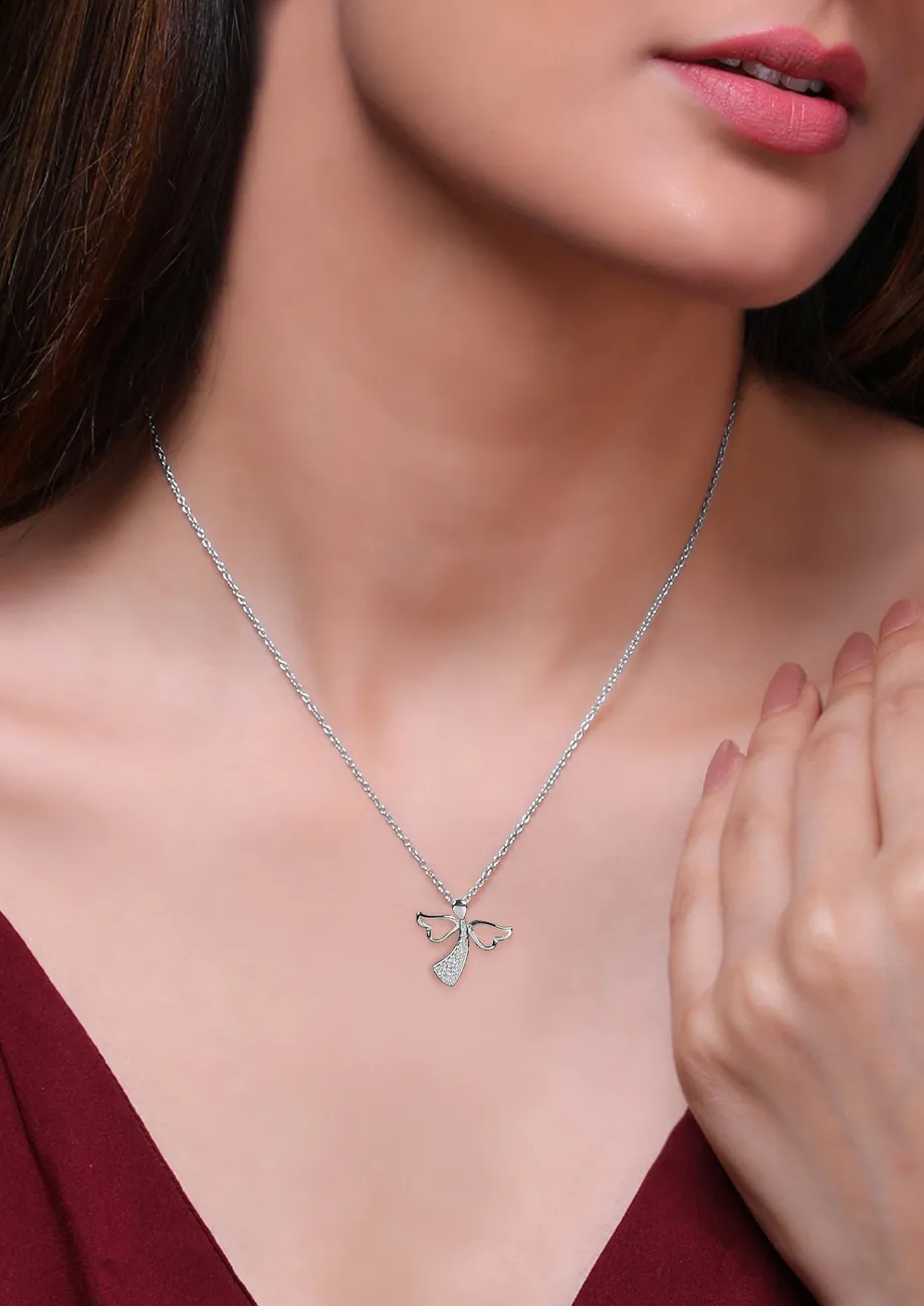 Silver zircon pendant with link chain store