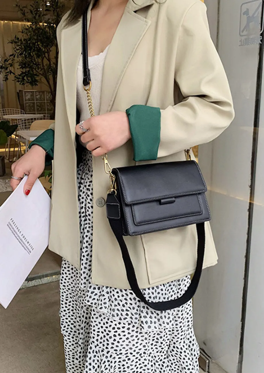 Buy BLACK FRONT FLAP RECTANGULAR SLING BAG for Women Online in India