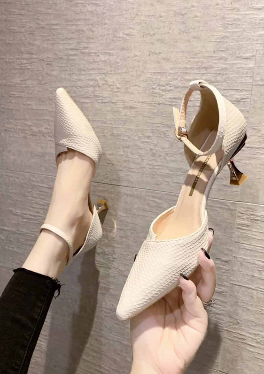 Buy BEIGE METALLIC SPOOL HEEL PUMPS for Women Online in India
