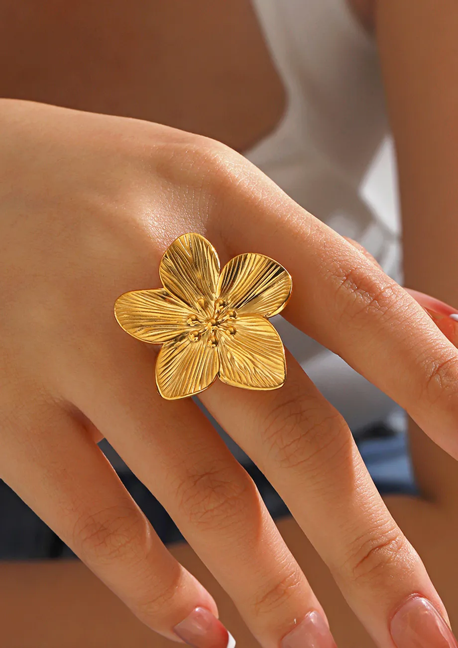 Buy GOLD-TONE FLORAL DESIGN RING for Women Online in India